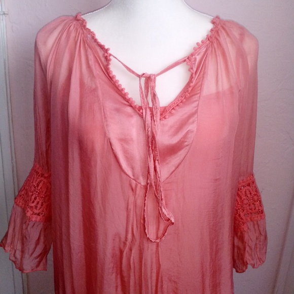 Nieole | Tops | Silk Boho Style Flowy Blouse Top | Poshmark